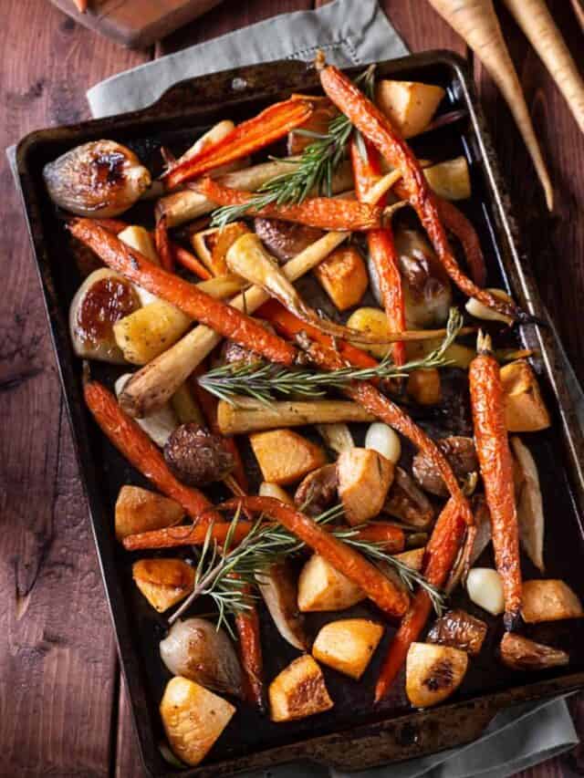 Roasted Root Vegetables | Oven Baked Root Vegetables - TwoSleevers